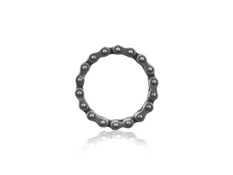Biker Chain Ring in Oxidized Silver, Motorcycle Chain Ring for Men in ...