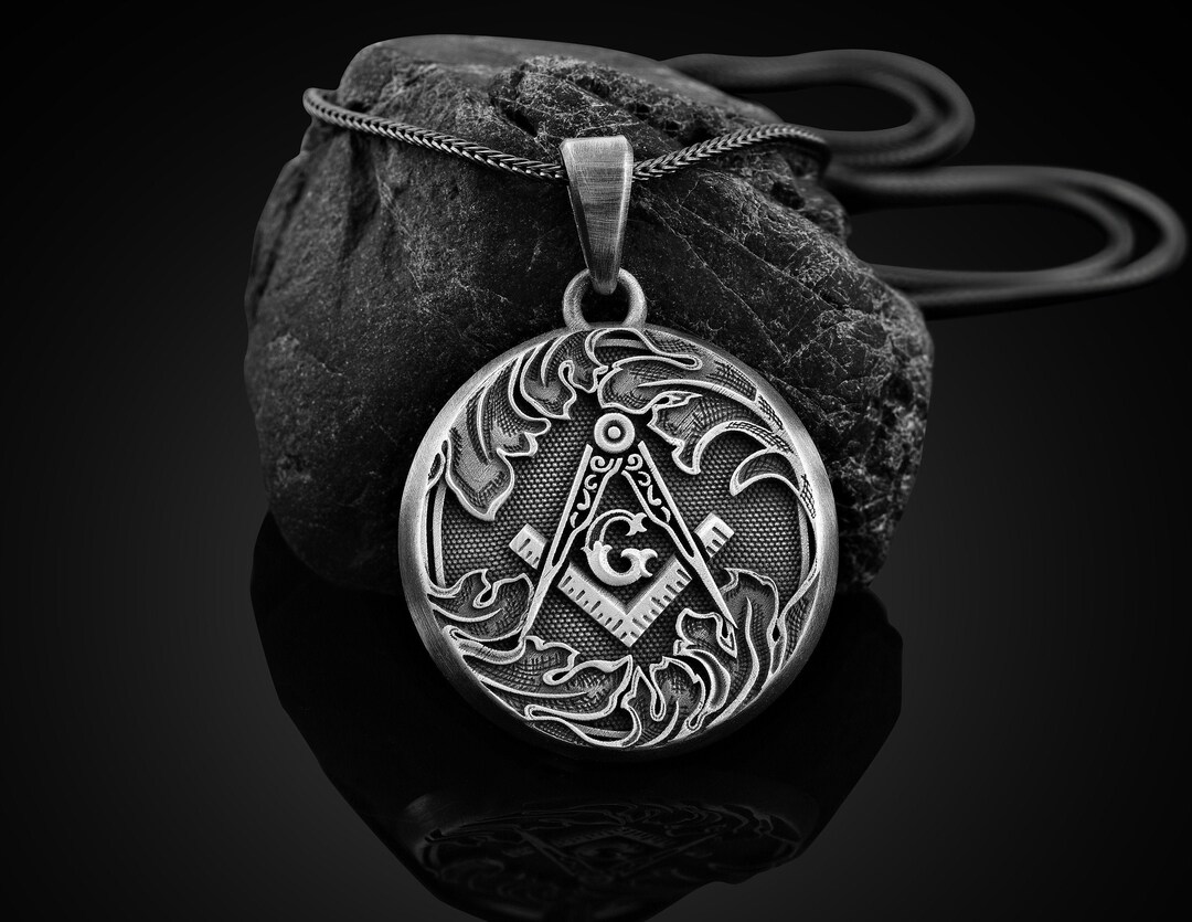 Mens Silver Mason Pendant Masonic Silver Pendant Large Mason - Etsy