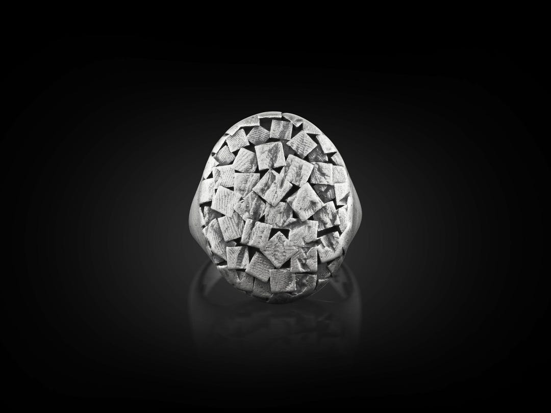 Pieces of Square Signet Ring for Men, Oxidized Geometric Mens Ring in ...