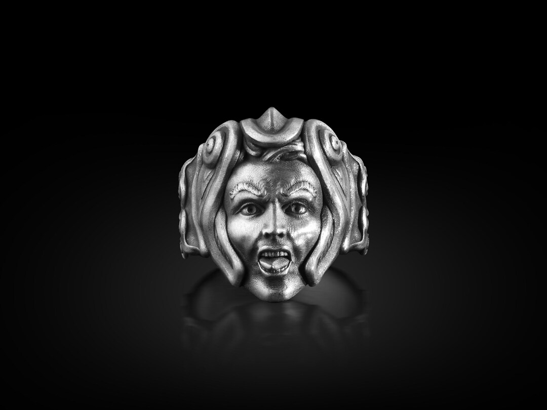 Gothic Evil Women Ring for Men in Sterling Silver, One of A Kind Ring ...