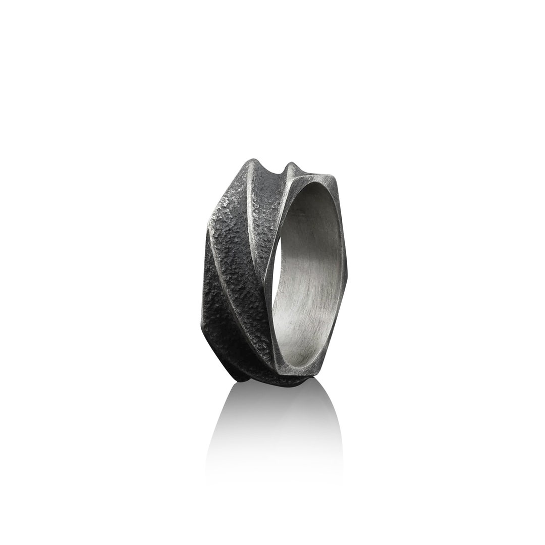 Six Sided Spiral Handmade Sterling Silver Men Ring, Spiral Handmade Men ...