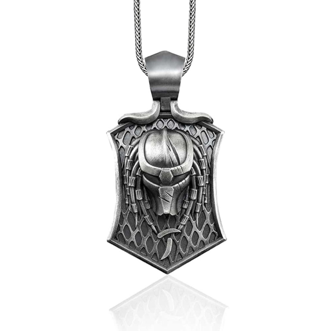 Silver Predator Pendant Alien and Predator Necklace Oxidized - Etsy