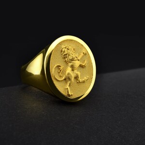 Gold 14K Rampant Lion Men's Ring 18K Gold Lion Rampant | Etsy