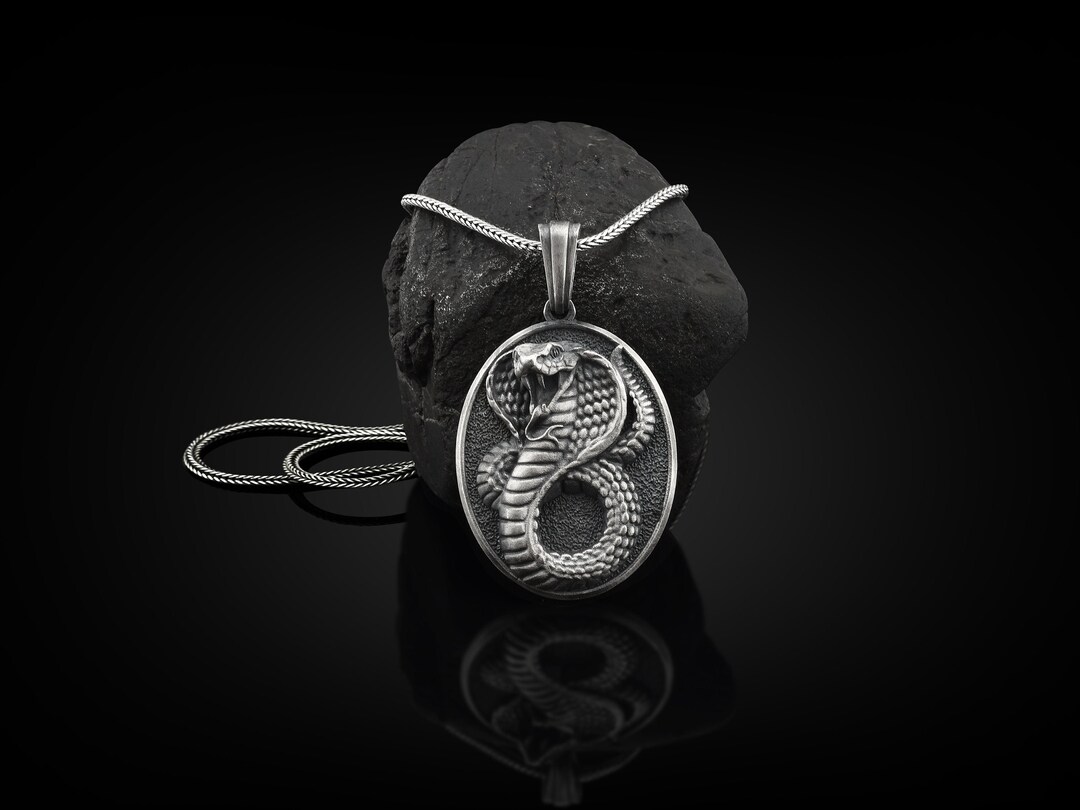 Cobra Handmade Sterling Silver Men Charm Necklace Cobra - Etsy