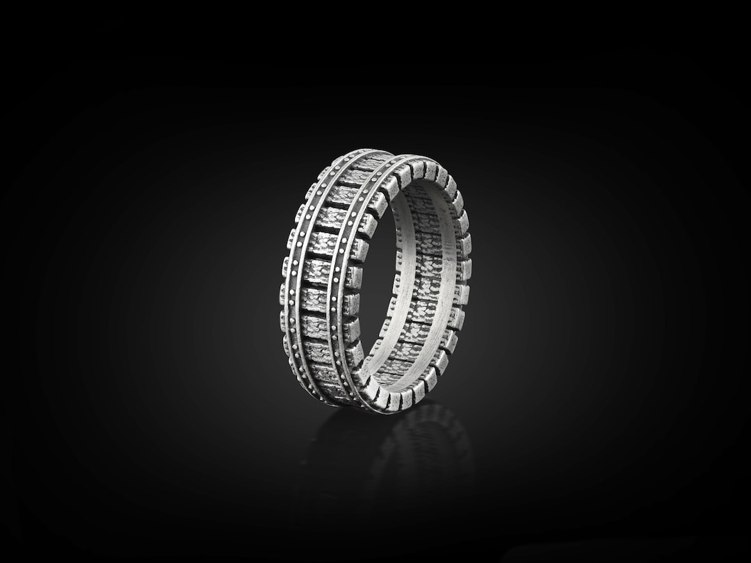 Railroad Track Minimalist Mens Ring, Train Track Cool Mens Ring in ...