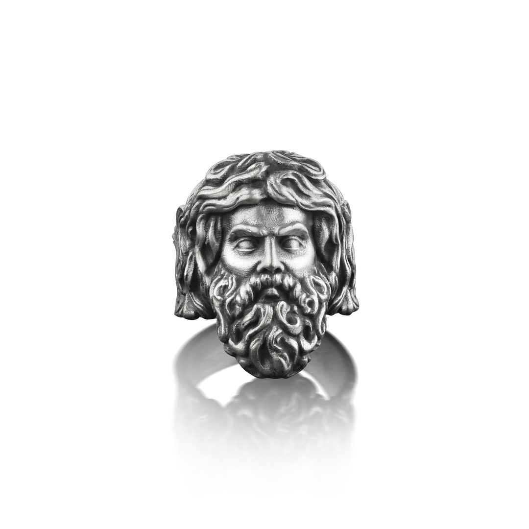 Zeus Sky God Ancient Greek Ring for Men in Silver, Fantasy Mens Ring in Oxidized Sterling Silver ...