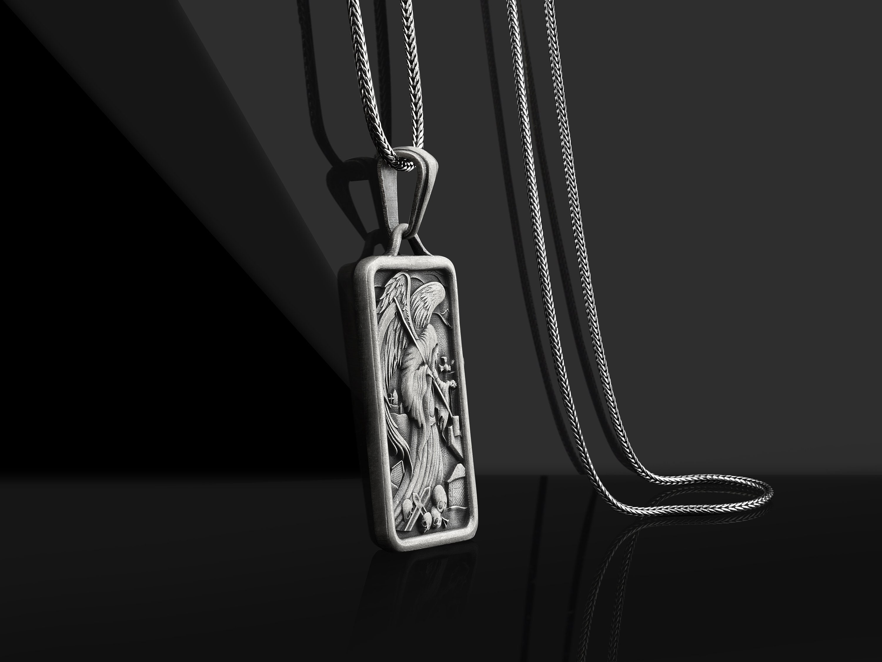 Winged Azrael Personalized Necklace Angel of Death With - Etsy