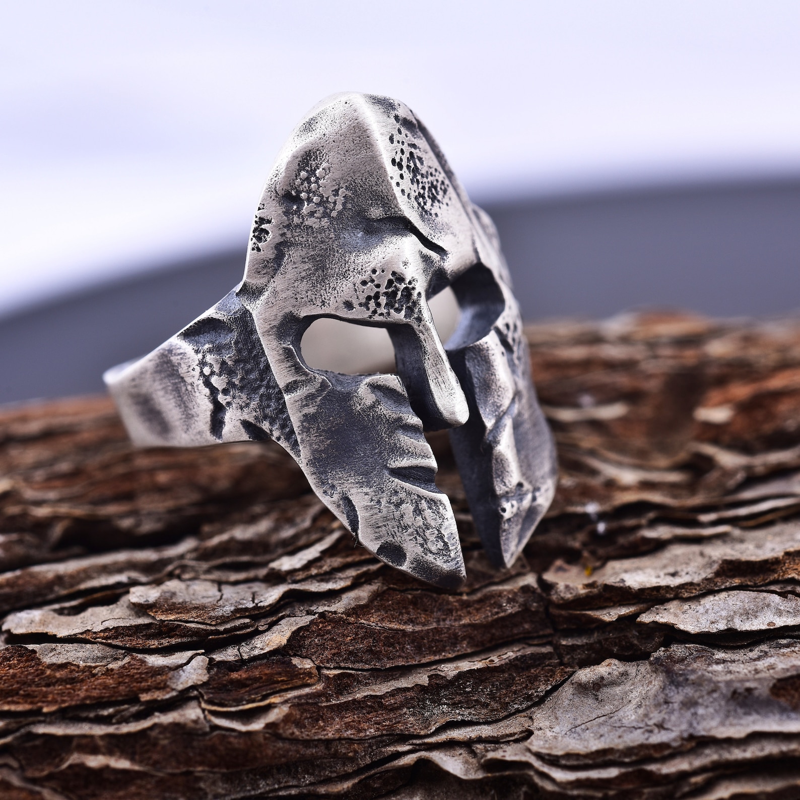 Mens Spartan Ring Spartan Helmet Men Ring Sterling Silver - Etsy