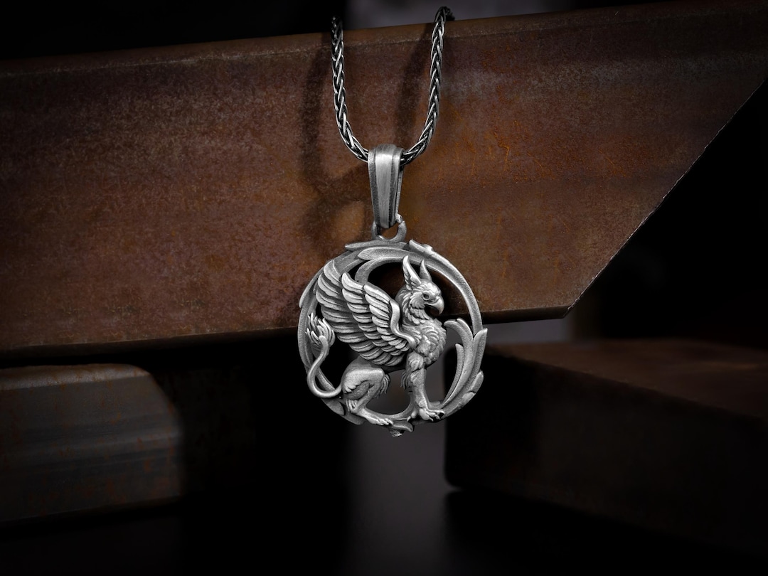 Handcrafted Sterling Silver Griffin or Griffon Necklace for Men ...