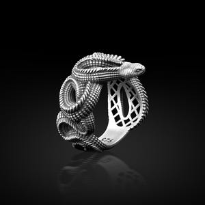 Twisted Snake Ring, Ouroboros Snake Sterling Silver Mens Ring, Snake ...