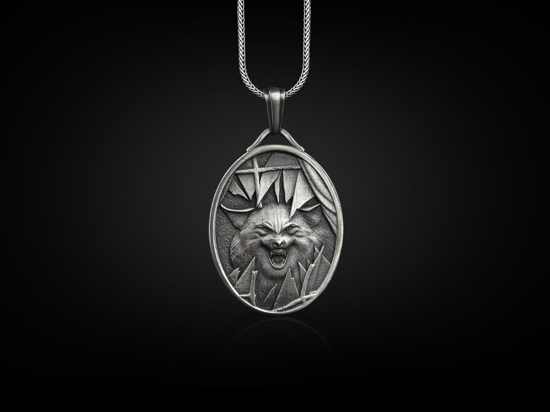 Angry Wolf Head Men Pendant Necklace in Silver, Personalized Animal ...