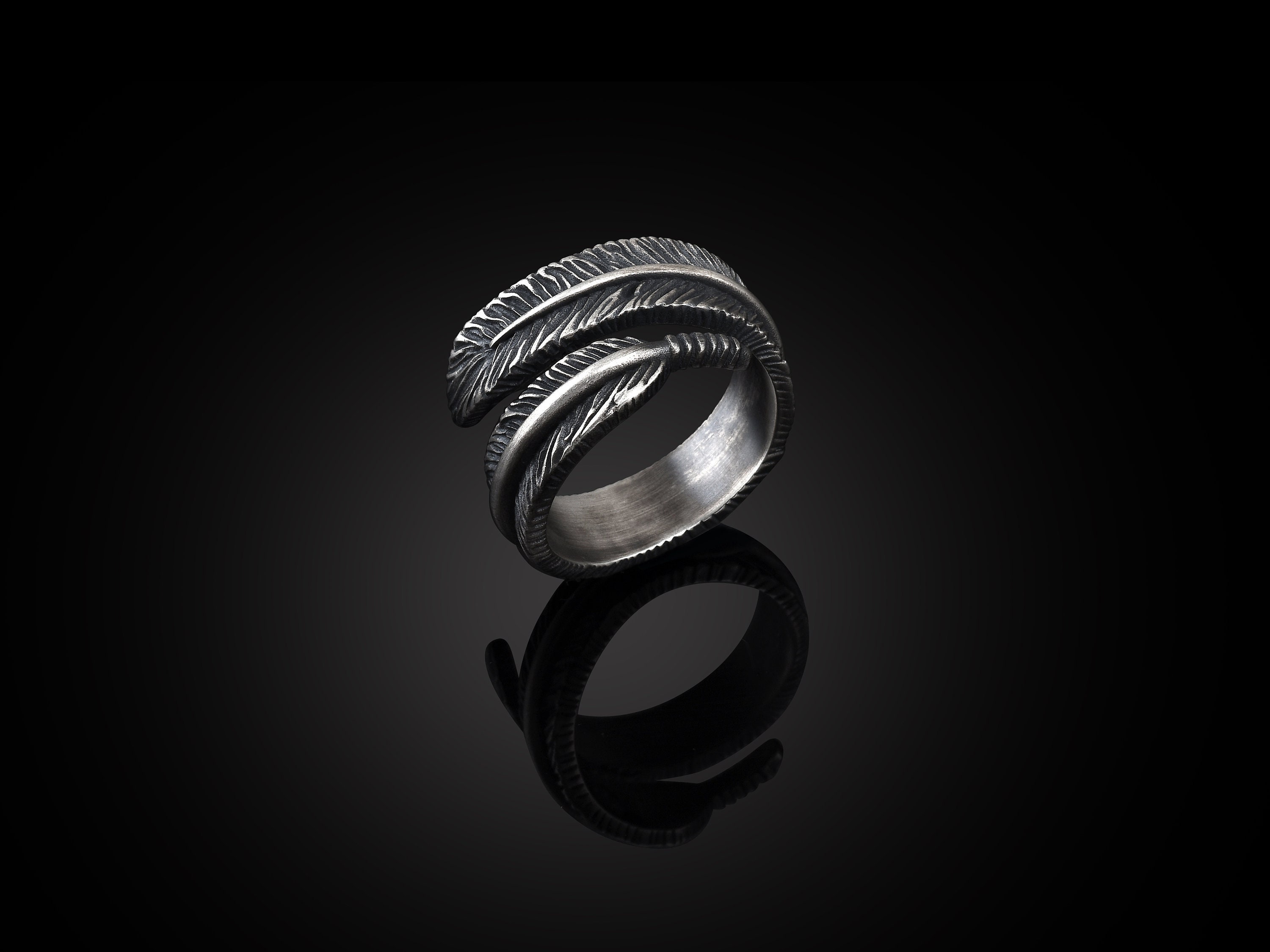 Silver Feather Ring Sterling Silver Men Jewelry Oxidized - Etsy