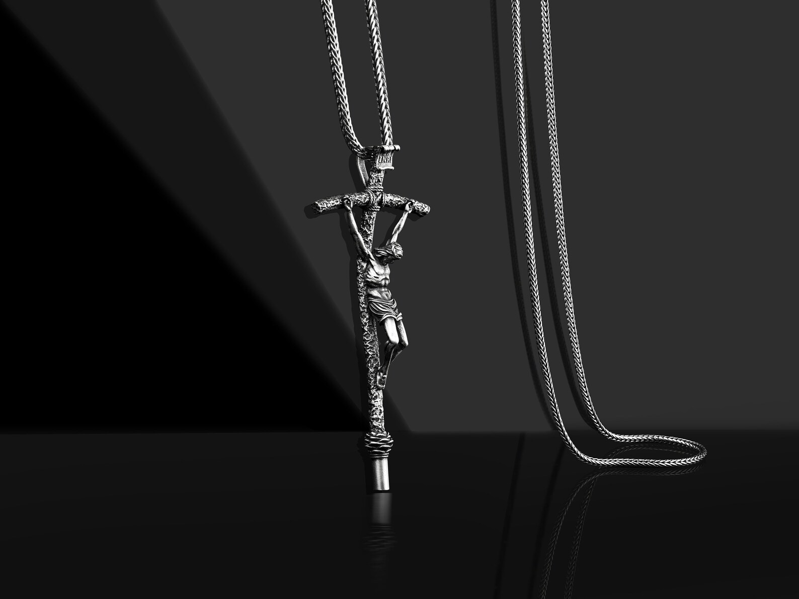 Papal Crucifix Cross Necklace for Men Sterling Silver Jesus - Etsy
