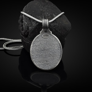 Silver Saint Peter Mens Necklace, Saint Peter Oval Pendant, Silver ...