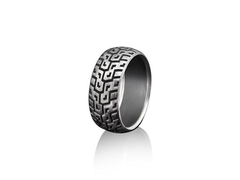 Racer Motorcycle Tyre Handmade Sterling Silver Men Band Ring ...
