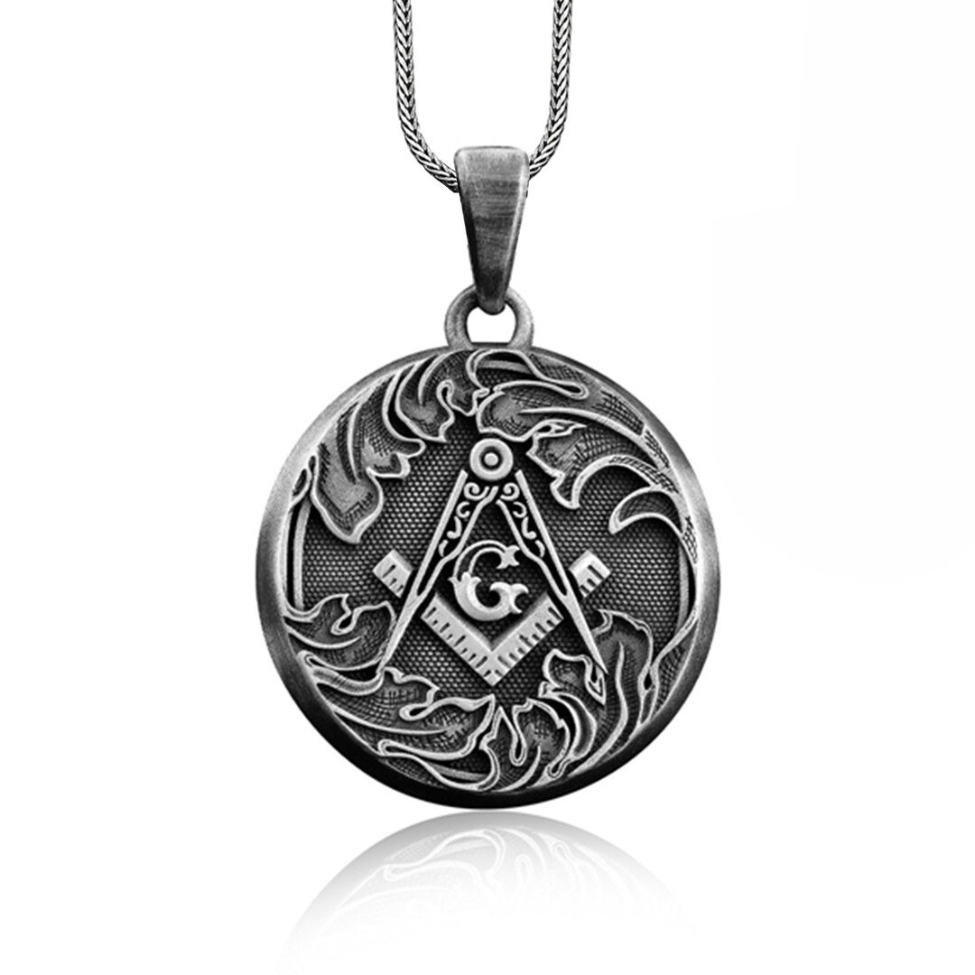 Mens Silver Mason Pendant Masonic Silver Pendant Large Mason - Etsy