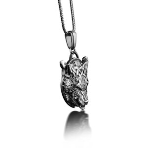 Fenrir With Viking Knot Mask Necklace in Silver, Norse Mythology Wolf ...