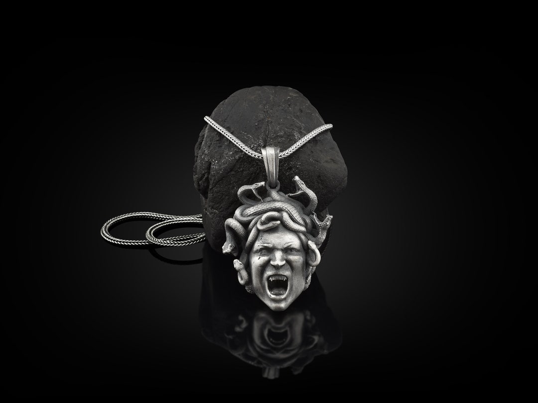 Angry Gorgon Medusa Handmade Sterling Silver Men Charm - Etsy