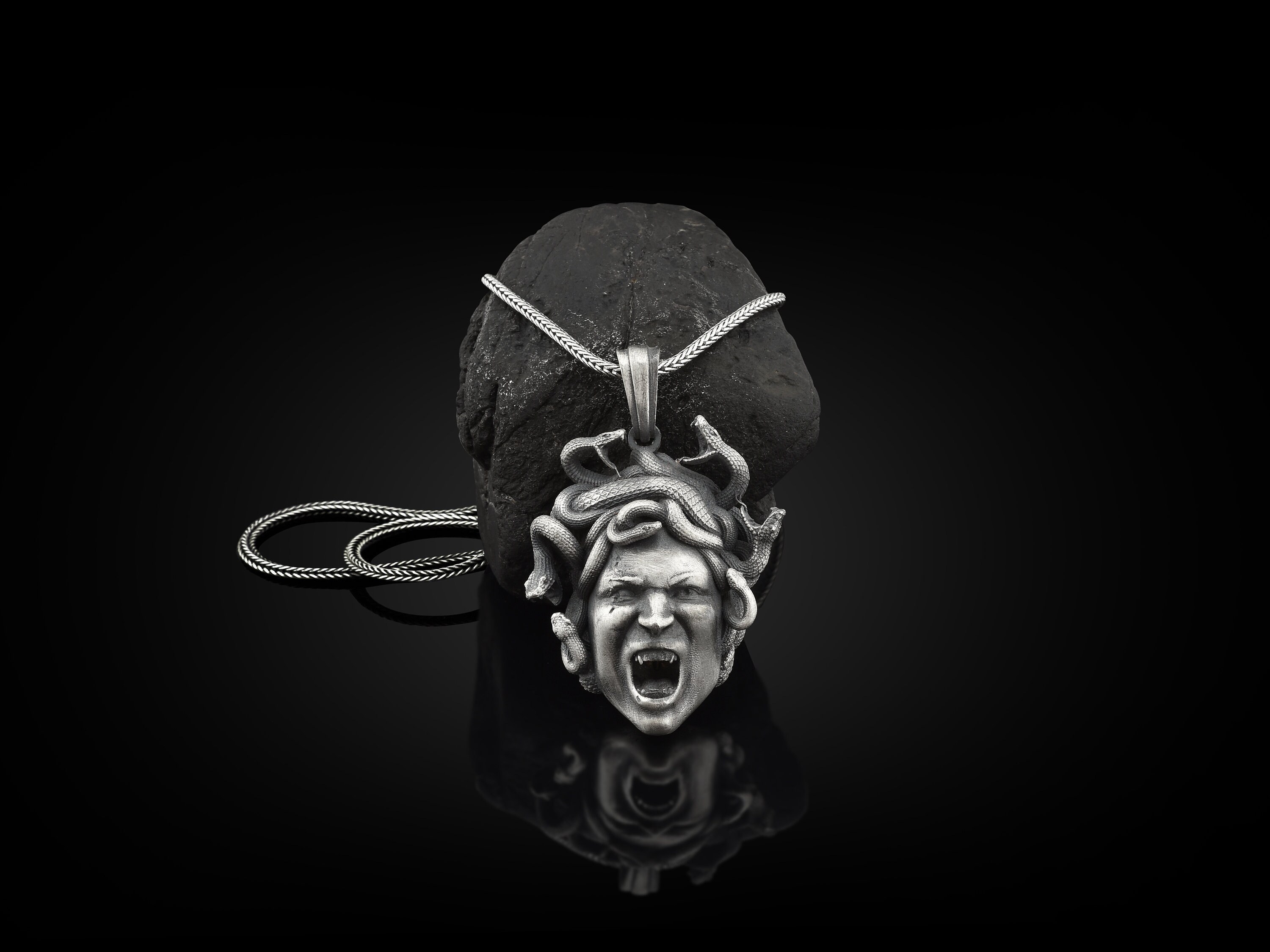Angry Gorgon Medusa Handmade Sterling Silver Men Charm | Etsy