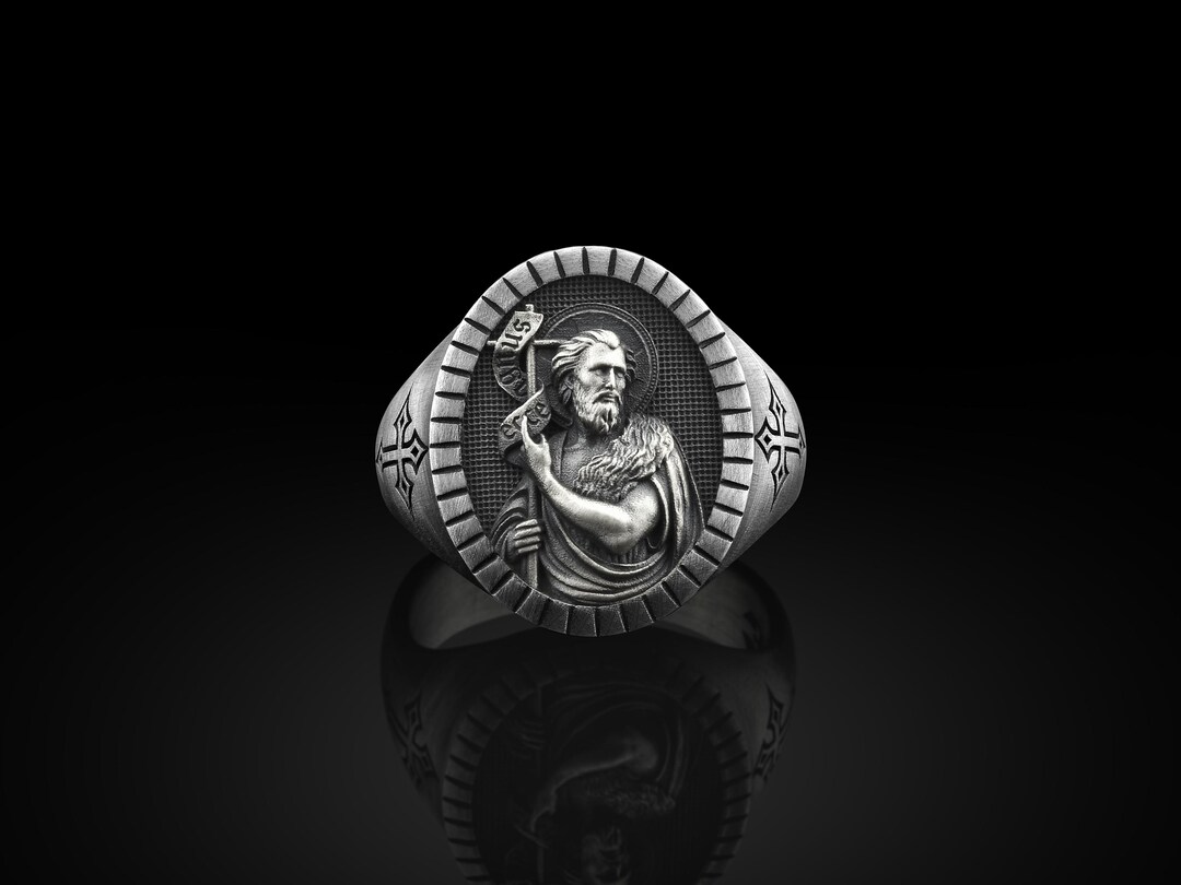 Saint John the Baptist Signet Men Ring, Sterling Silver Saint John Ring ...