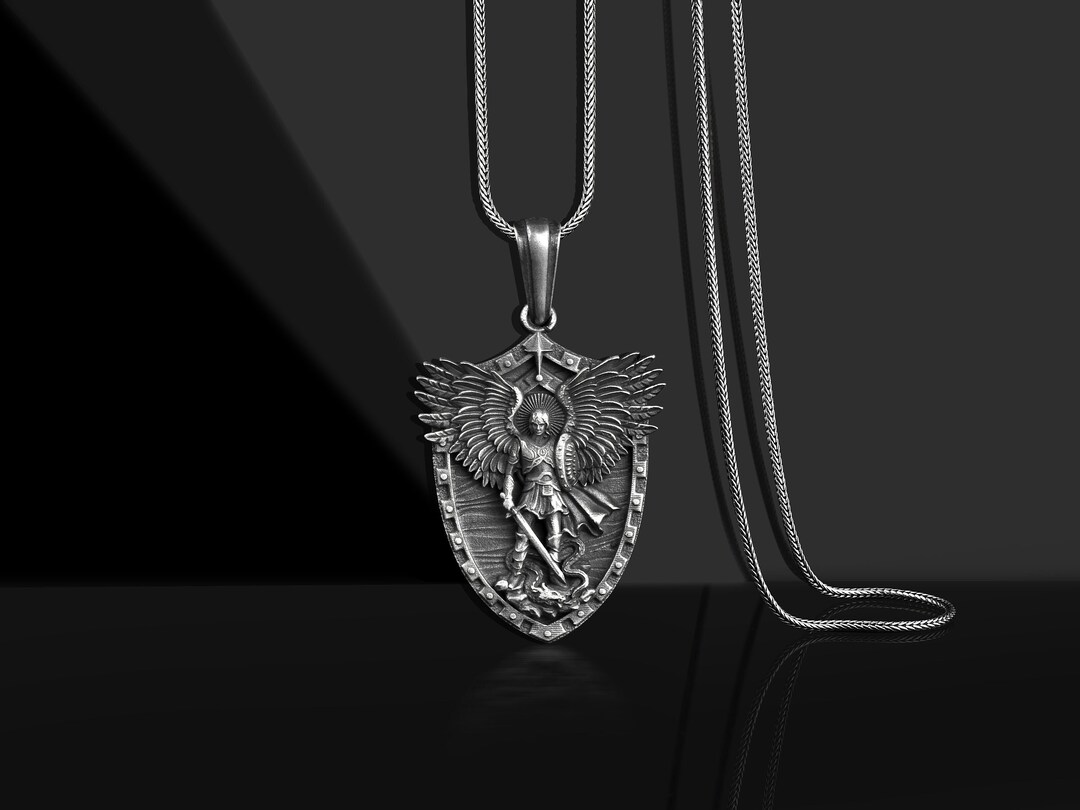 St Michael Archangel Shield Necklace Saint Michael Archangel - Etsy