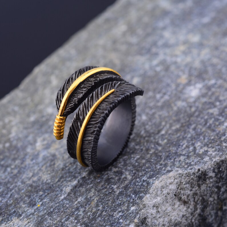 Silver Feather Ring Sterling Silver Men Jewelry Oxidized | Etsy
