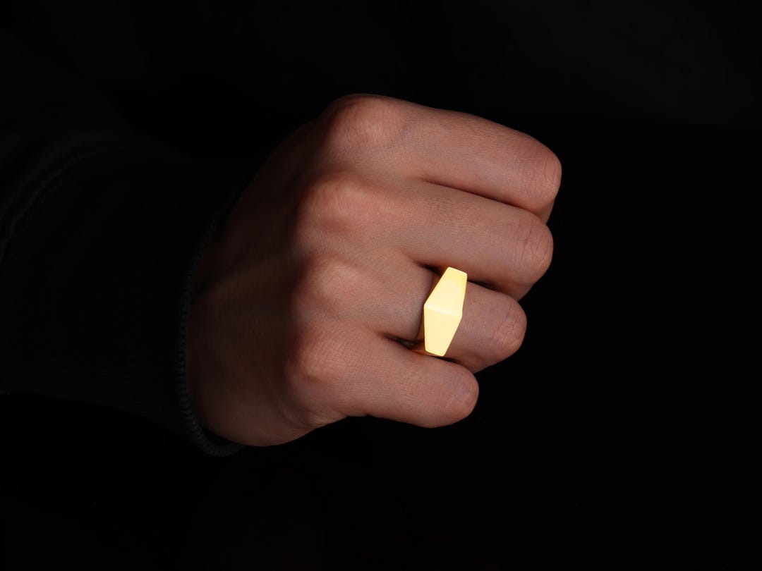 Best 14k Gold Cool Men Ring, Butterfly Inspired Men Signet Ring in 14k ...