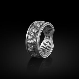 Greek Mythology Band Ring for Men, Antique Greek Olympus Gods Men Ring ...