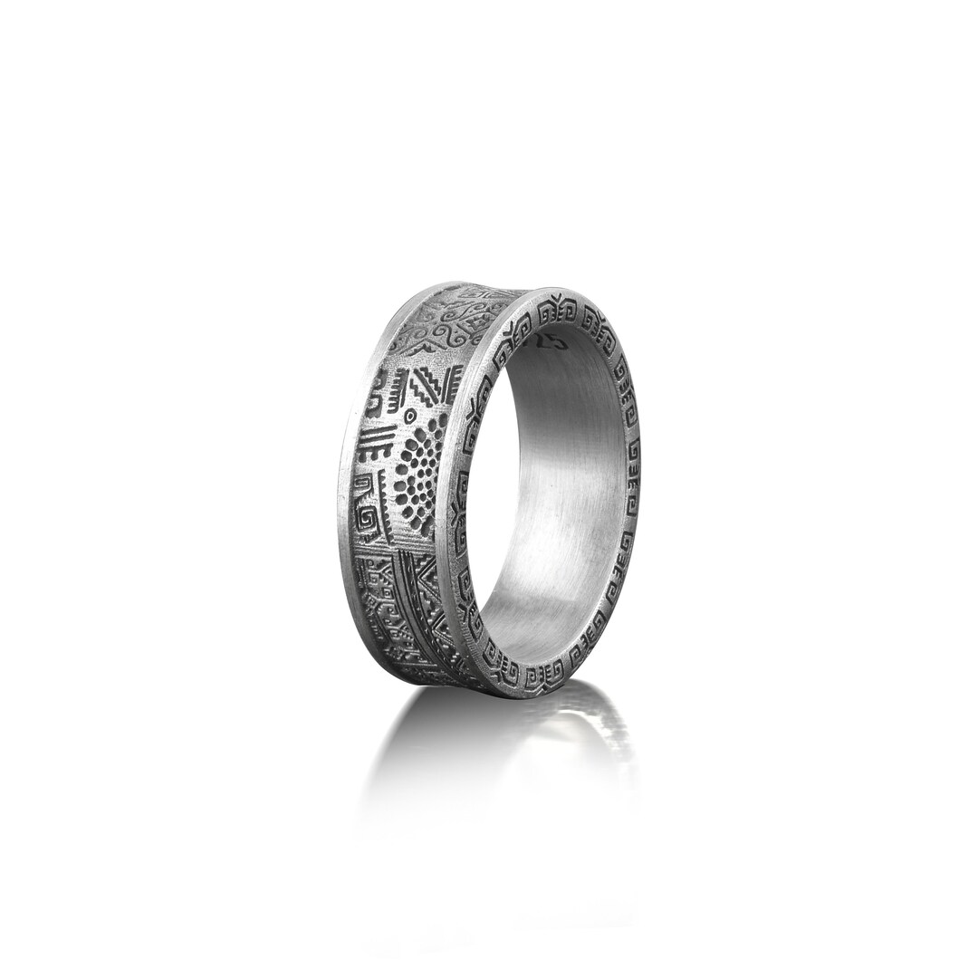 Maori Art Mens Ring in Sterling Silver, New Zealand Native Ring for ...