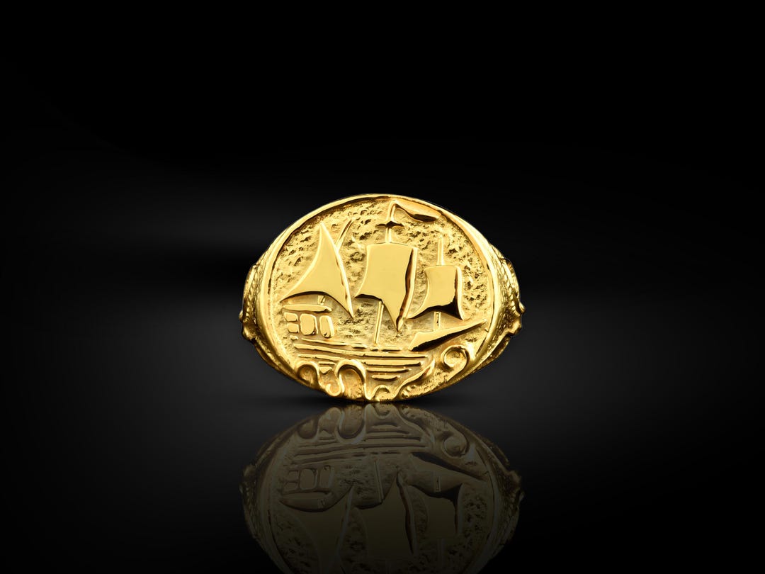 Handmade Octopus 14k Gold Men Signet Ring, 21k Gold Pirate Men Ring ...