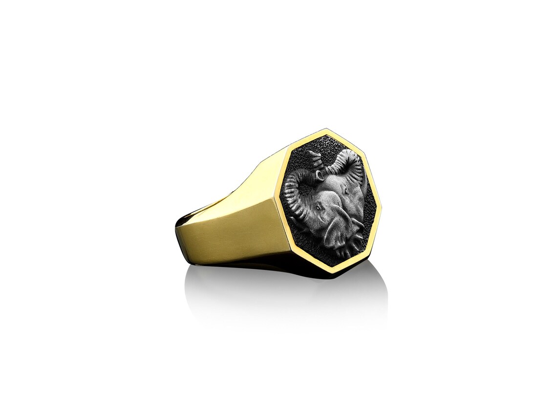 Elephant Signet Silver Men Ring, Handmade Sterling Silver Elephant Mens ...