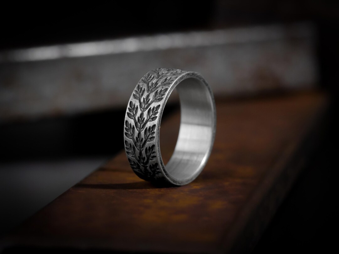 Vintage Style Pattern Wedding Men Band Ring, Wedding Men Rings for a ...