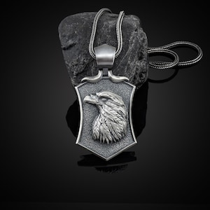 Shield With Eagle Necklace for Men in Silver, American Eagle Charm ...