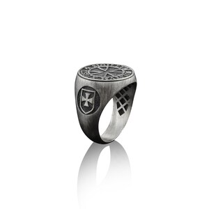Cross Knights Templar Seal Handmade Sterling Silver Signet Ring, Cross ...