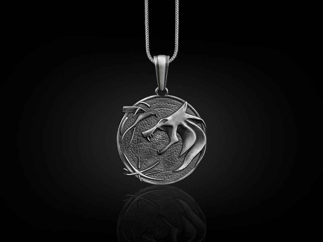 Scandinavian Fenrir Wolf Necklace in Silver for Men, Oxidized Silver ...