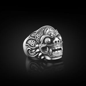 Barong God of Good Mens Ring in Silver, Balinese Mythology Gothic Ring ...