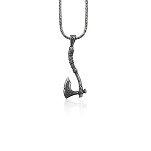 Silver Battle Axe Necklace Mens Axe Pendant Viking Axe - Etsy