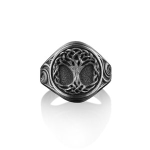 Handmade Family Tree Sterling Silver Ring, Viking Yggdrasill Boho Men ...
