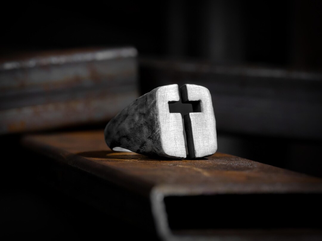 Handmade Unique Cross Signet Ring in Sterling Silver for Women or Men ...