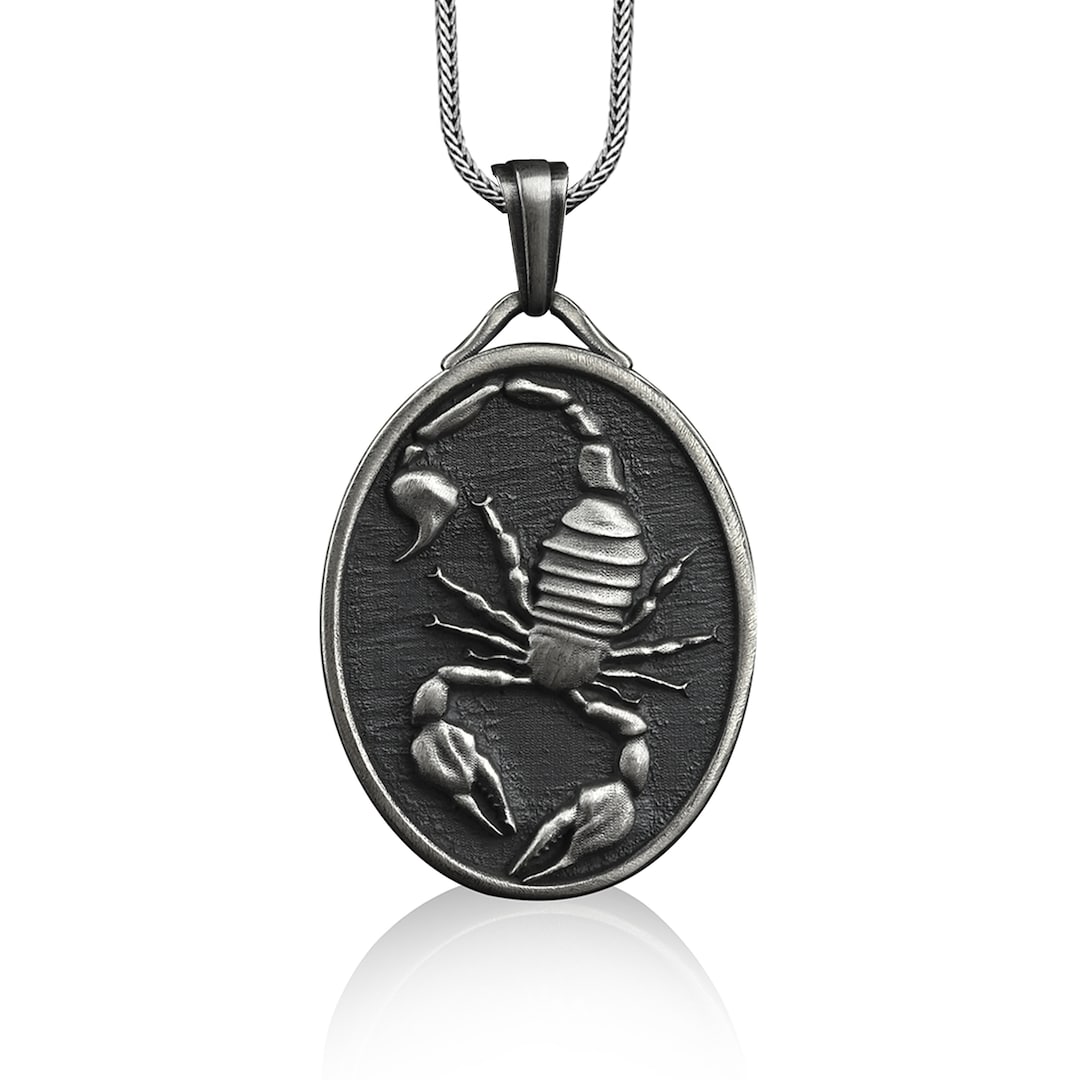 Scorpion Pendant Necklace in Sterling Silver, Personalized Animal ...