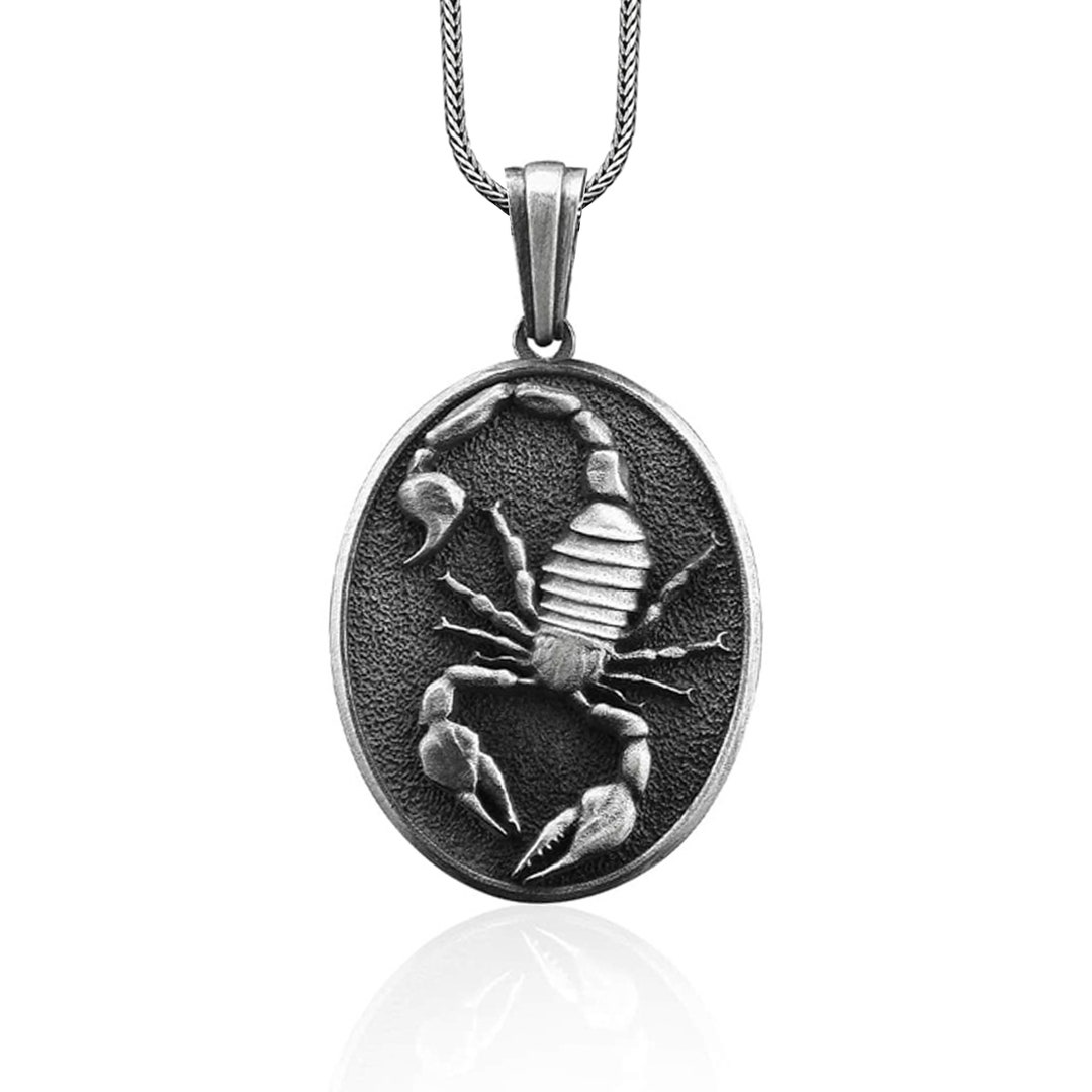 Scorpion Handmade Sterling Silver Men Charm Necklace, Scorpio Zodiac ...