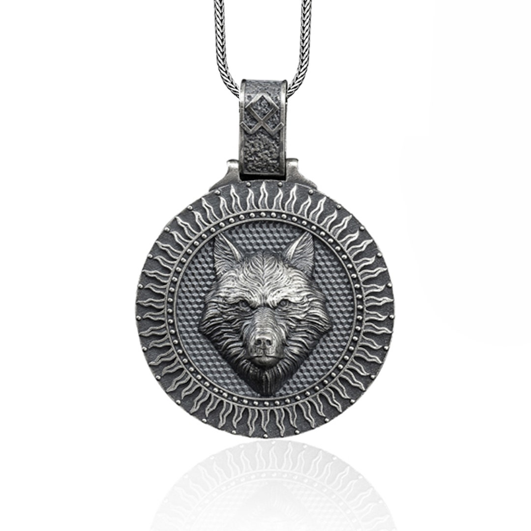 Mens Wolf Head Pendant Silver Wolf Paw Pendant Silver - Etsy