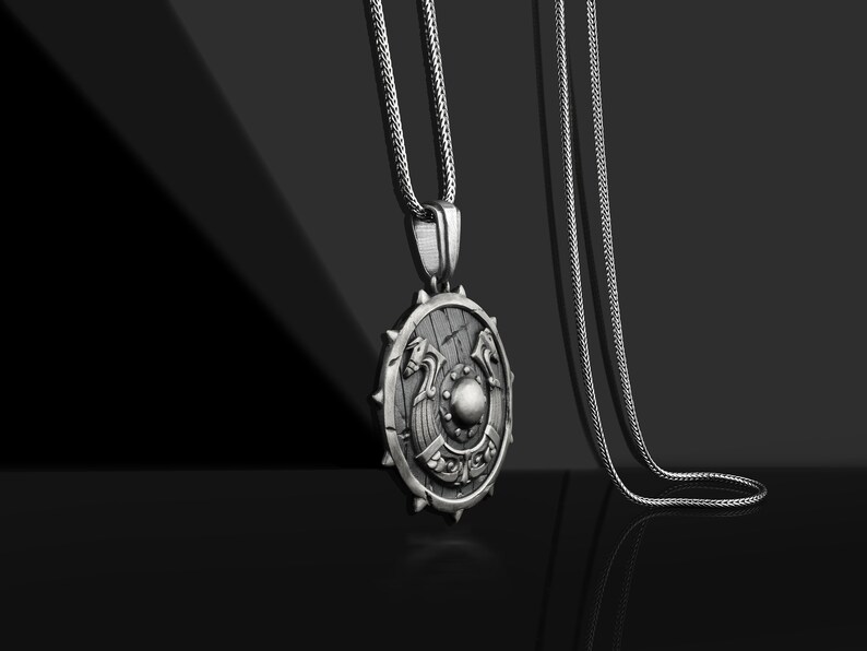 Viking Shield With Drekar Necklace Norse Mythology Shield - Etsy