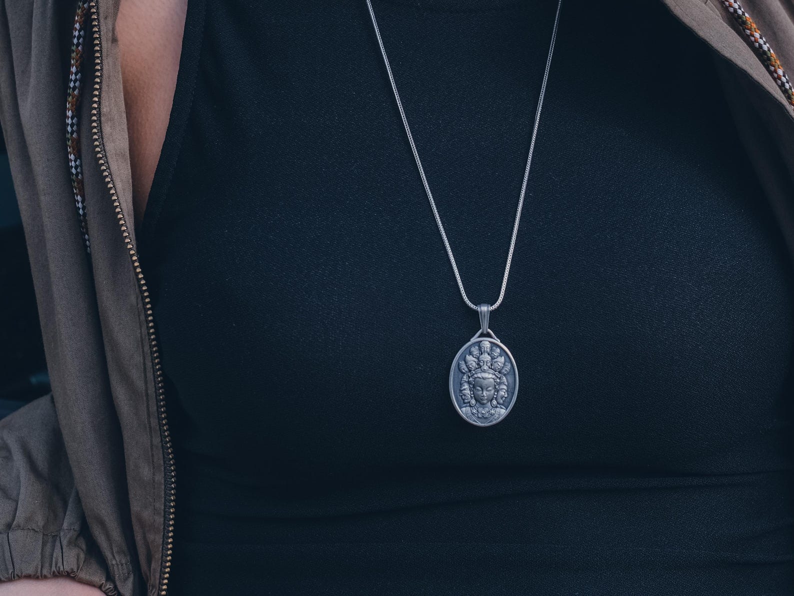 Goddess Brahma Pendant Necklace in Silver, Personalized Hinduism Men ...