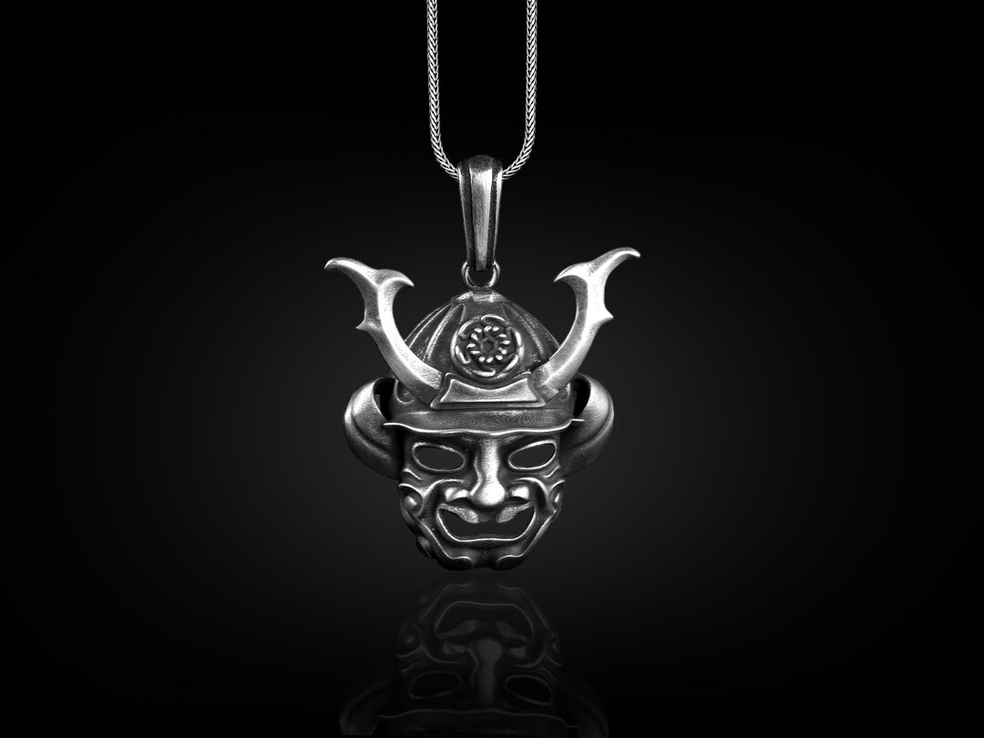 Samurai 3D Mens Pendant Necklace, Japanese Medieval Necklace for Dad ...