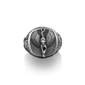 Winged Bastet the Egyptian Goddess Ring, Egyptian Mythology, Sterling ...