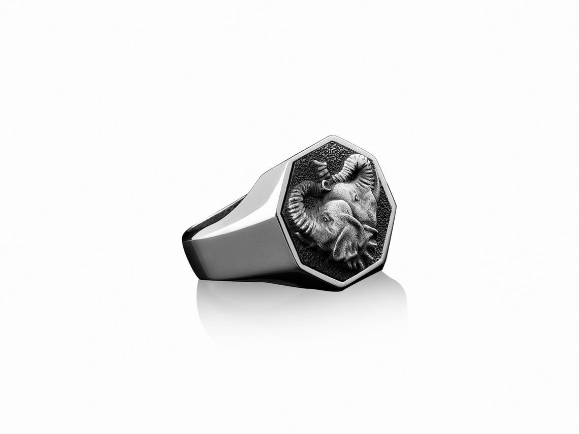 Handmade Sterling Silver Elephant Signet Mens Ring, Signet Elephant Man ...