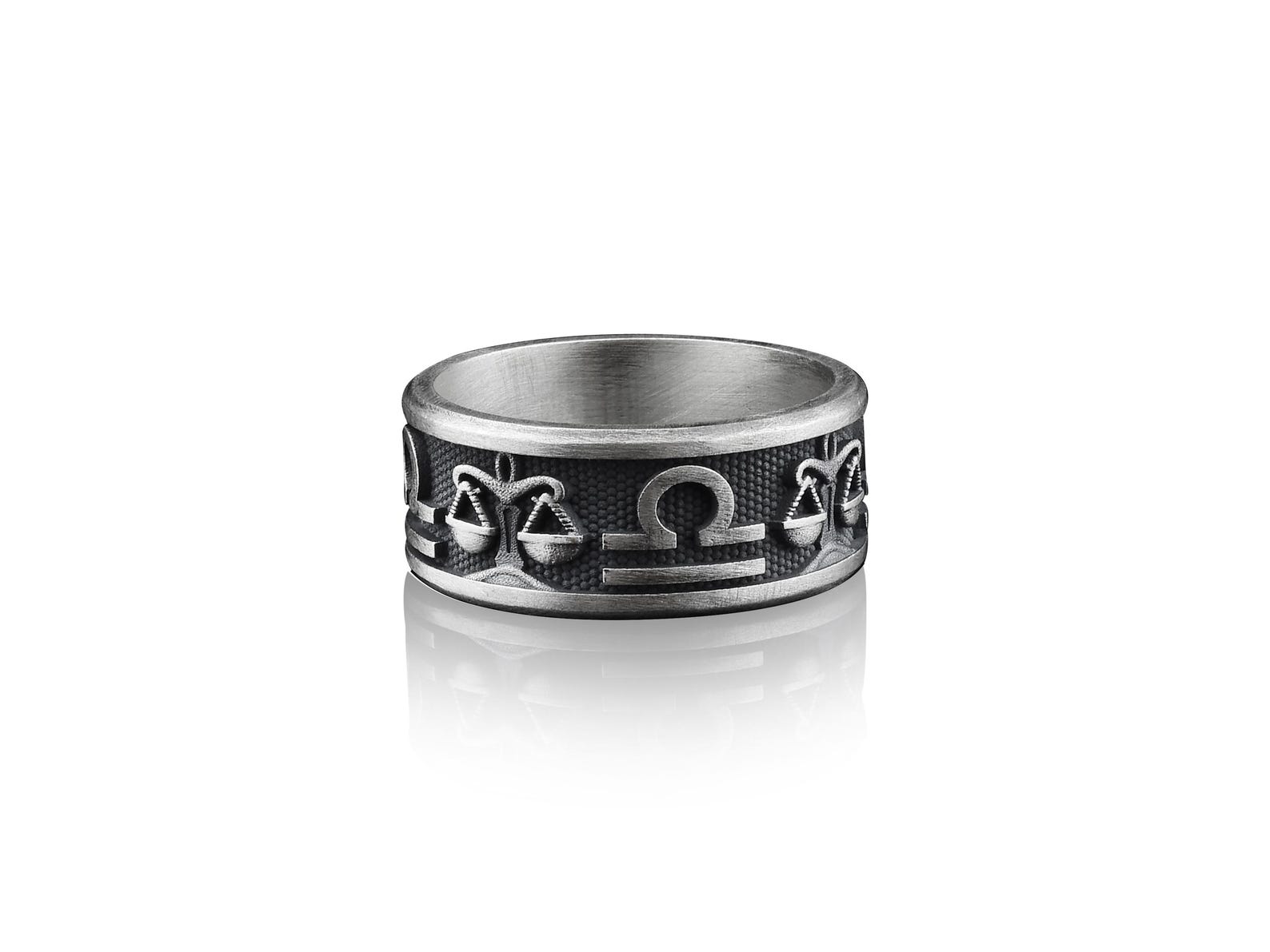 Libra 925 Silver Men Wedding Band Ring, Sterling Silver Personalized ...