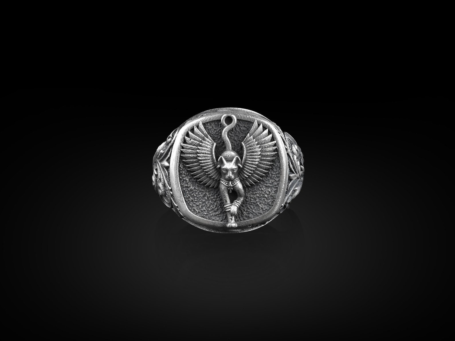 Winged Bastet the Egyptian Goddess Ring, Egyptian Mythology, Sterling ...