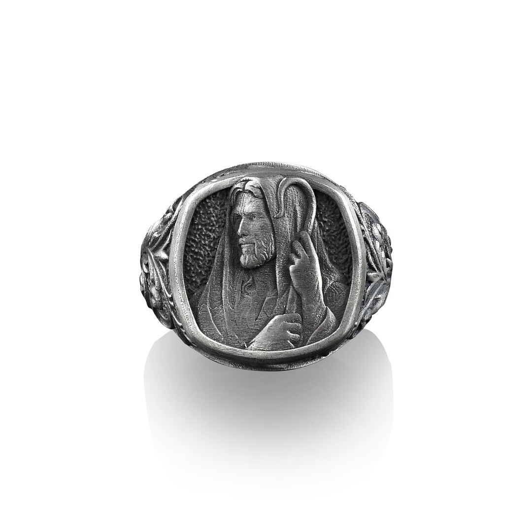 The Good Shepherd Jesus Silver Ring for Men, Christ and His Sheep ...